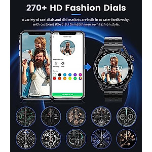 Smart Watch for Men with Bluetooth Call, Activity Fitness Tracker Blood Oxygen Heart Rate Sleep Monitor Pedometer,1.39" DIY HD Screen 100+ Sport Modes, 5ATM Waterproof iOS Android Smartwatch Black