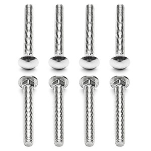 MroMax 8PCS Carriage Bolts M8x60mm Half Round Head Square Neck Bolt Fasteners 304 Stainless Steel Neck Carriage Bolt Silver Tone