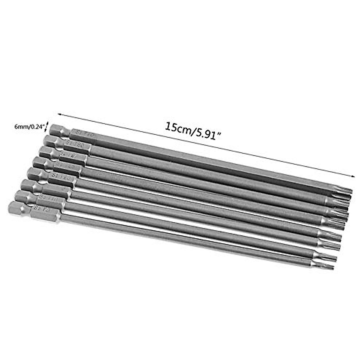JUN-STORE SENMIAO-TH 8Pcs 150mm Long Magnetic Torx Security Electric Screwdriver Drill Bit Set