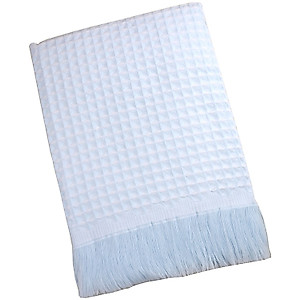 BabyPrem Baby Blanket Shawl Nursery Bedding Waffle Boys Girls Moses Cot Blue