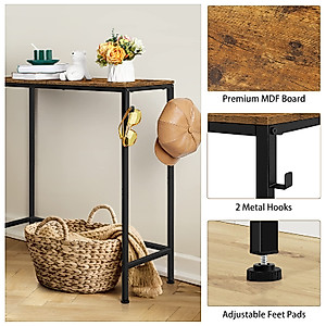 BTY Narrow Console Table Small Entryway Table Industrial + Narrow Console Table with 2 Drawers Small Industrial Entryway Table with Drawers