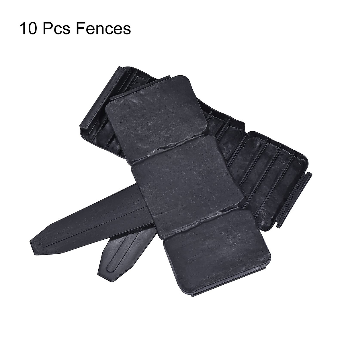 MECCANIXITY Garden Fence Stone Effect 9.8x9.1 Inch, Plastic Decorative Fencing Path Garden Border Edging for Patio Landscape Pathway, Overall 98 Inch Length, Black Pack of 10