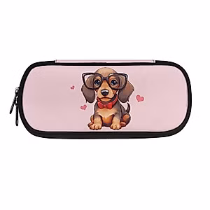 Dulior Puppy Glasses Bow Blue Pencil case Big Capacity Pen Pouch Zipper Stationary Bag for College Office Organizer