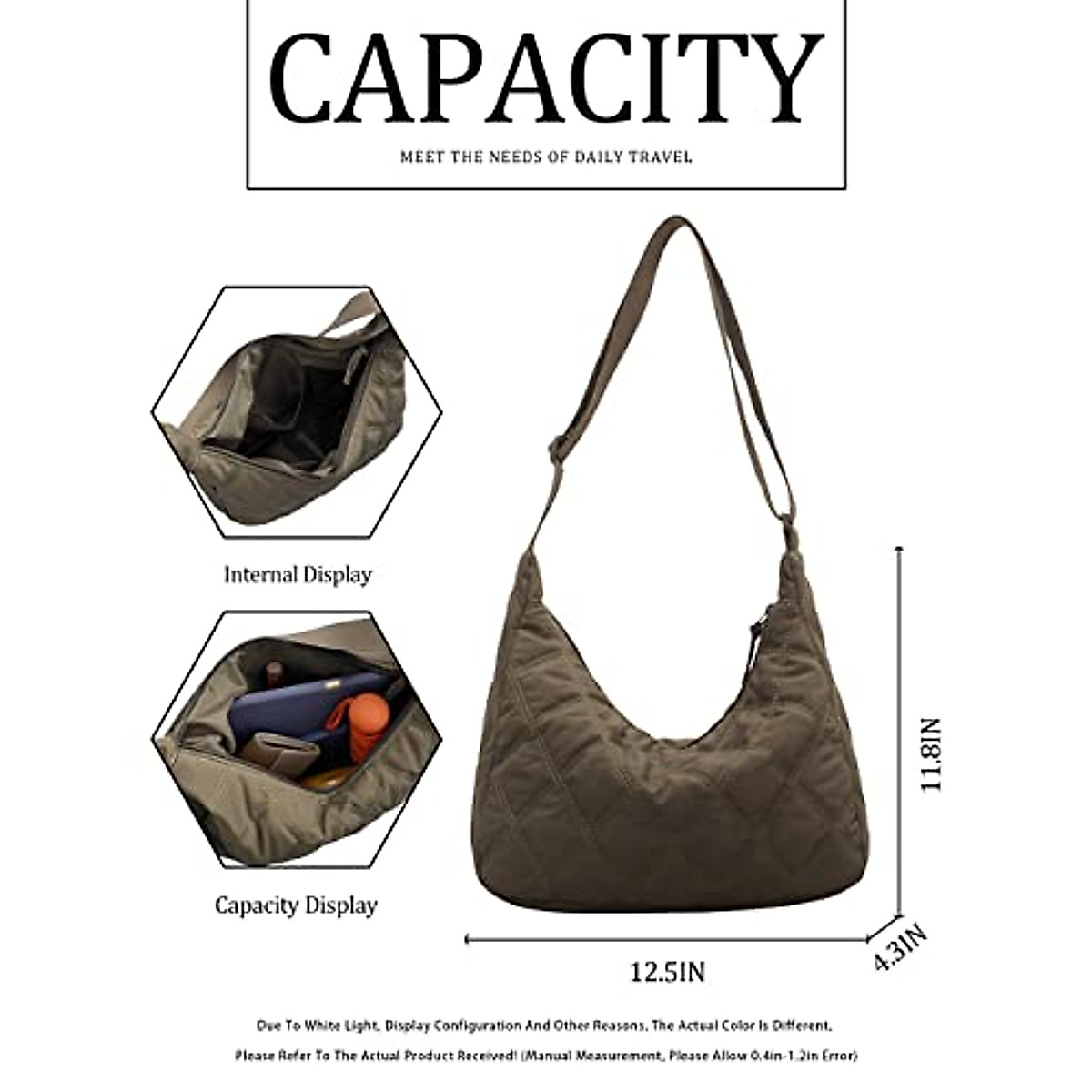 Puffy Tote Bags Women Quilted Puffer Handbag Lightweight Padded Crossbody Shoulder Travel Shopping Tote Girls Hobo Bag Purse Green