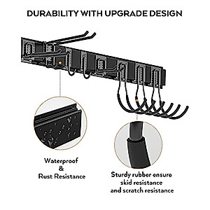 INCLY Garage Tool Storage Rack, 12 PCS Garden Yard Tool Organizer Wall Mount, 72 Inch Adjustable Heavy Duty Steel Garage Organization System with 3 Racks & 9 Wall Hooks