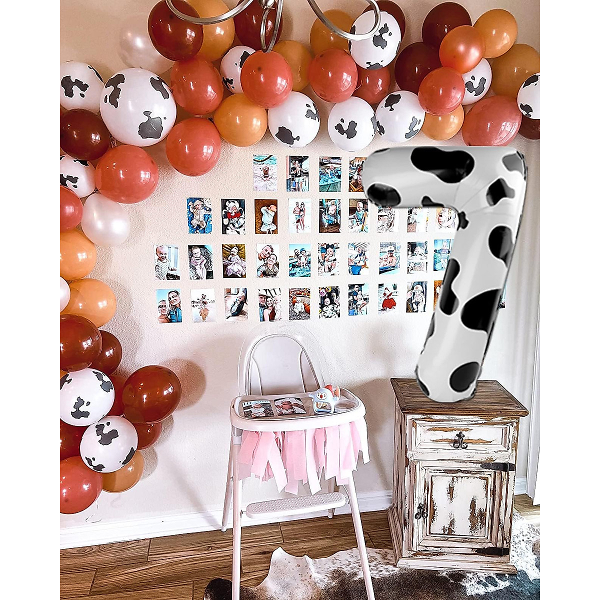 IWERP Cow Print 40 Inch 1st Number Balloon, Unisex Birthday Decorations, Farm Animal Party Supplies, Self Sealing, Reusable