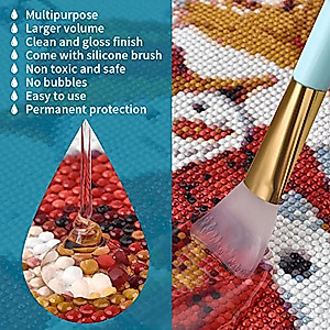 LANBEIDE Updated Diamond Painting Sealer 200ML with Silicone Brush, 5D Diamond Painting Glue Sealer Permanent Hold & Shine Effect Conserver for Diamond Painting and Jigsaw Puzzles (7 OZ)