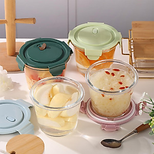 VanEnjoy 23oz 4 Cup Glass Storage Containers with Lids, Airtight Round Food Containers with Lids, Soup Storage Containers Glass Freezer Containers