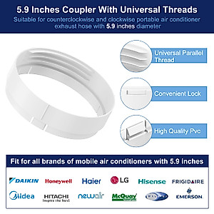 Tomato Man Portable Air Conditioner Window Kit,Portable AC Window Kit,with Coupler Adjustable Portable AC Window Vent Kit,Mobile Air Conditioner Suitable for Exhaust Hose (5.9INCHES)