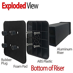 iPrimio Aluminum Heavy Duty Bed Risers - Metal, 5 Inch Lift, 4 Pack, Up to 9,000lbs - Bed Raising Blocks, Furniture Risers - Tall, Safe, Sturdy Bed Lifts for College Dorm, Couches, Bed Frame Riser