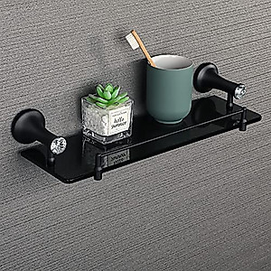 Alise 16-Inch Glass Shelf Bathroom Shelves Dresser Glass Storage Rack Wall Mount,Black Finish