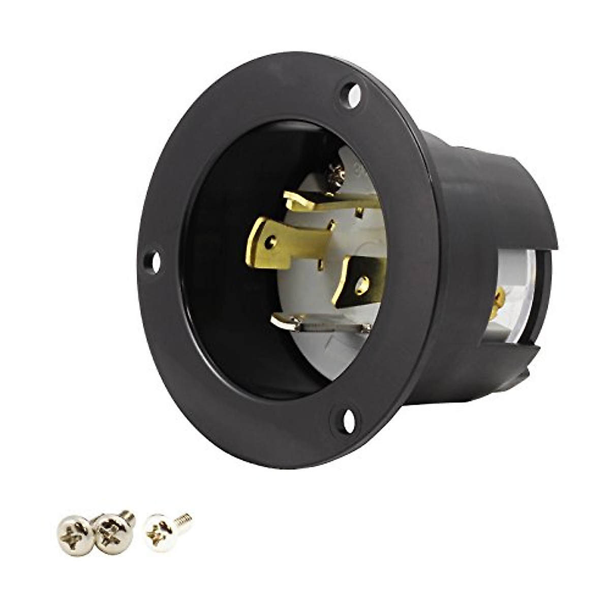 AC WORKS [ASINL1430P 30-Amp 125/250-Volt NEMA L14-30P Flanged Power Input Inlet