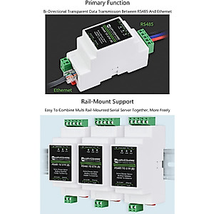 waveshare Ethernet Industrial Serial Server RS485 to RJ45 Ethernet Module, TCP/IP to Serial, Support Rail-Mount/Modbus Gateway, TCP Server/TCP Client/UDP Mode/UDP Multicast Multi Communication Modes