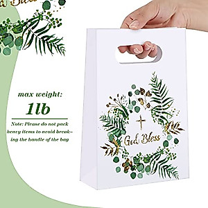 First Communion Religious Party Favor Gift Bags Cross Paper Gift Bags God Bless Treat Paper Bags for First Communions, Christenings, Baptism, Easter (60 Pack)