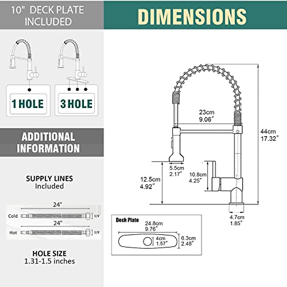 Hoimpro Matte Black Spring Kitchen Faucet with Pull Down Sprayer, Rv Black Kitchen Sink Faucet with Pull Out Sprayer,3 Function Single Handle Laundry Faucet with Cover Plate,Brass(Single or 3 Hole)