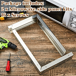 2 Pieces Stainless Steel Microwave Trim Kit Microwave Side Panel Kit for Kitchen Countertop Oven with Screws