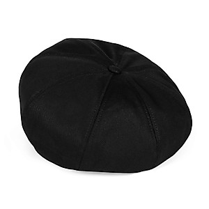 UNDERCONTROL French Artist Casual Adjustbale Strap Military Cotton Plain Color Beret Hat Unisex Hunting Newsboy Cap (Black)