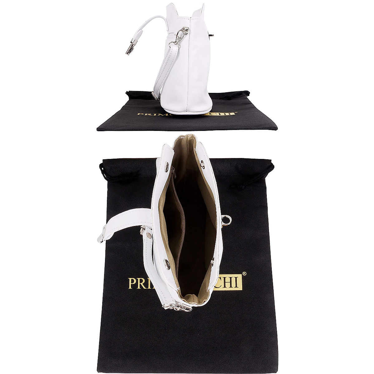 PRIMO SACCHI Italian Soft Leather Hand Made Small White Cross Body or Shoulder Bag Handbag Purse