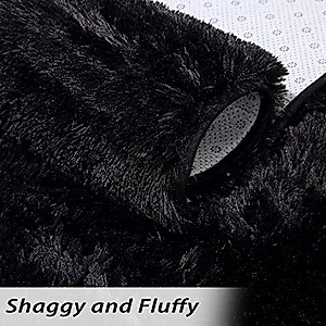 CAROMIO Shag Area Rug Modern Indoor Plush Fluffy Rugs, 8' x 10' Extra Soft and Comfy Shaggy Carpet Rugs for Bedroom Living Room Girls Kids Nursery Fluffy Area Rug, Black
