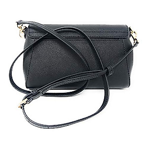 Michael Kors Medium Convertible Pouchtte Leather Crossbody Shoulder Bag (Black)