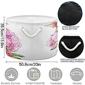 visesunny Storage Basket Cute Pig Pink Rose Nursery Hamper Basket Clothes Toy Storage Organizer Bin Box Collapsible Laundry Bag for Kid Room,Playroom,Bathroom,Living Room,Dorm,Office