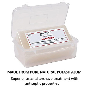 Parker Large Alum Block with Travel Case (125 g./4.4 oz.) - A Natural Aftershave with Antiseptic Properties - an Essential Item for Every Wet Shaver