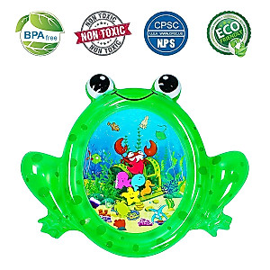 SUNSHINE-MALL Frog Baby Water mat, Tummy Baby Toys, Inflatable Play Mat Water Cushion Baby Toys, Fun Early Development Activity Play Center for Newborn (93 x 77 cm)