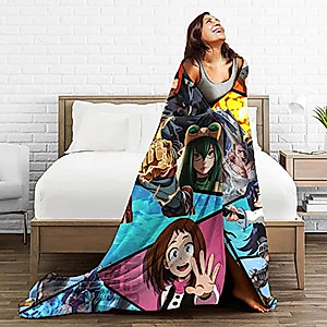 Anime My Hero Cartoon Throw Academia Blanket Flannel Soft Cozy Warm Lightweight Blankets for Travelling Camping Living Room Sofa Bedroom Decor Gifts (My Hero Academia Blanket, 60in*80in)