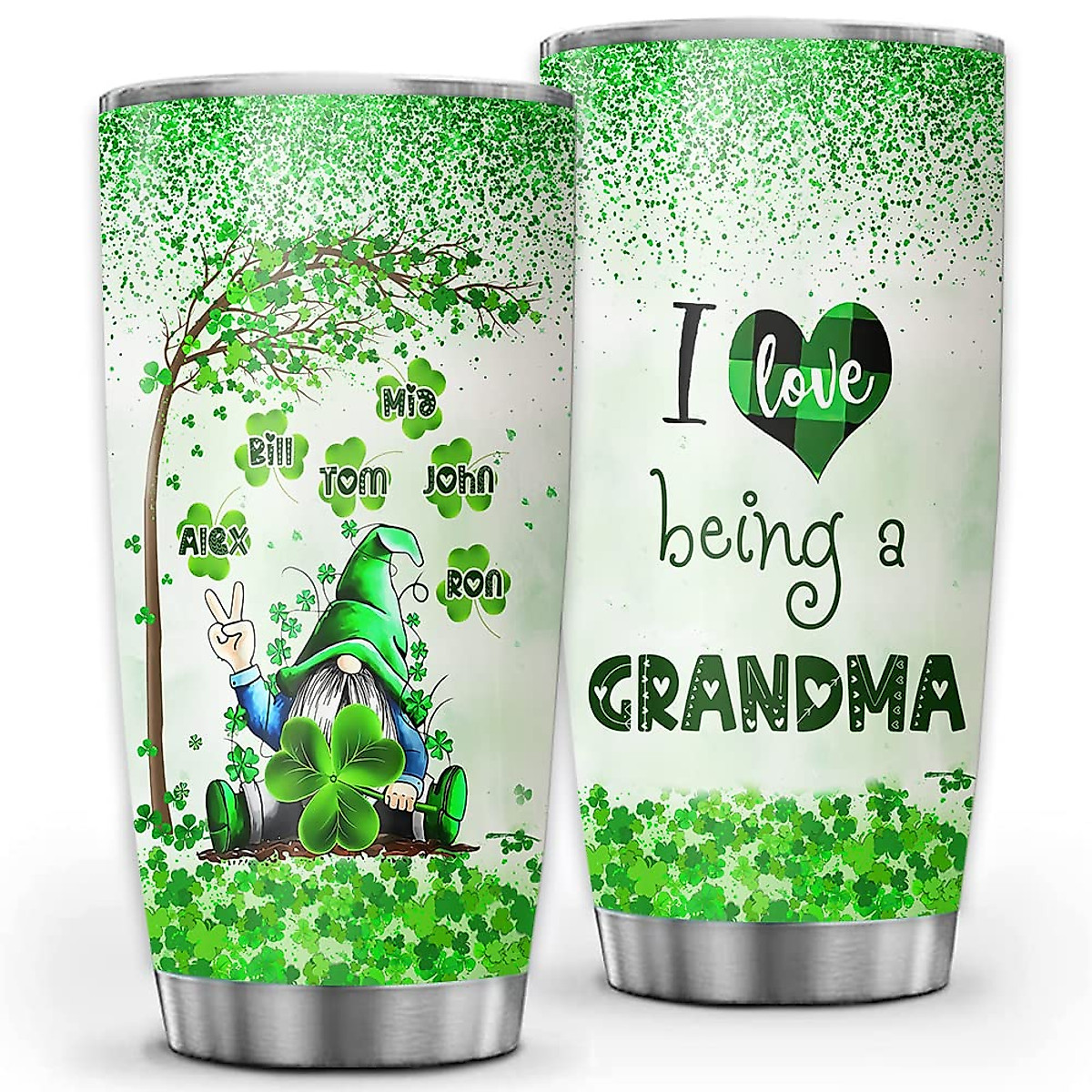 So Many Pets Personalized Gnome I Love Being A Nana Mimi Grandma Tumbler Cup with Grandkids Names, Gift For Grandmother Granny Grammy Birthday 20oz 30oz Coffee/Tea Mug with Lid