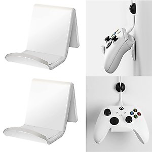 OAPRIRE Universal Controller Stand Holder 2 Pack for XBOX ONE PS4 PS5 SWITCH, Controller Wall Mount Gaming Accessories with Cable Clips&Anti-Slip Pads (White)