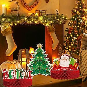 Christmas Decorations 12PCS Christmas Honeycomb Centerpieces Santa Winter Xmas Holiday Party Favors 3D Table Decor