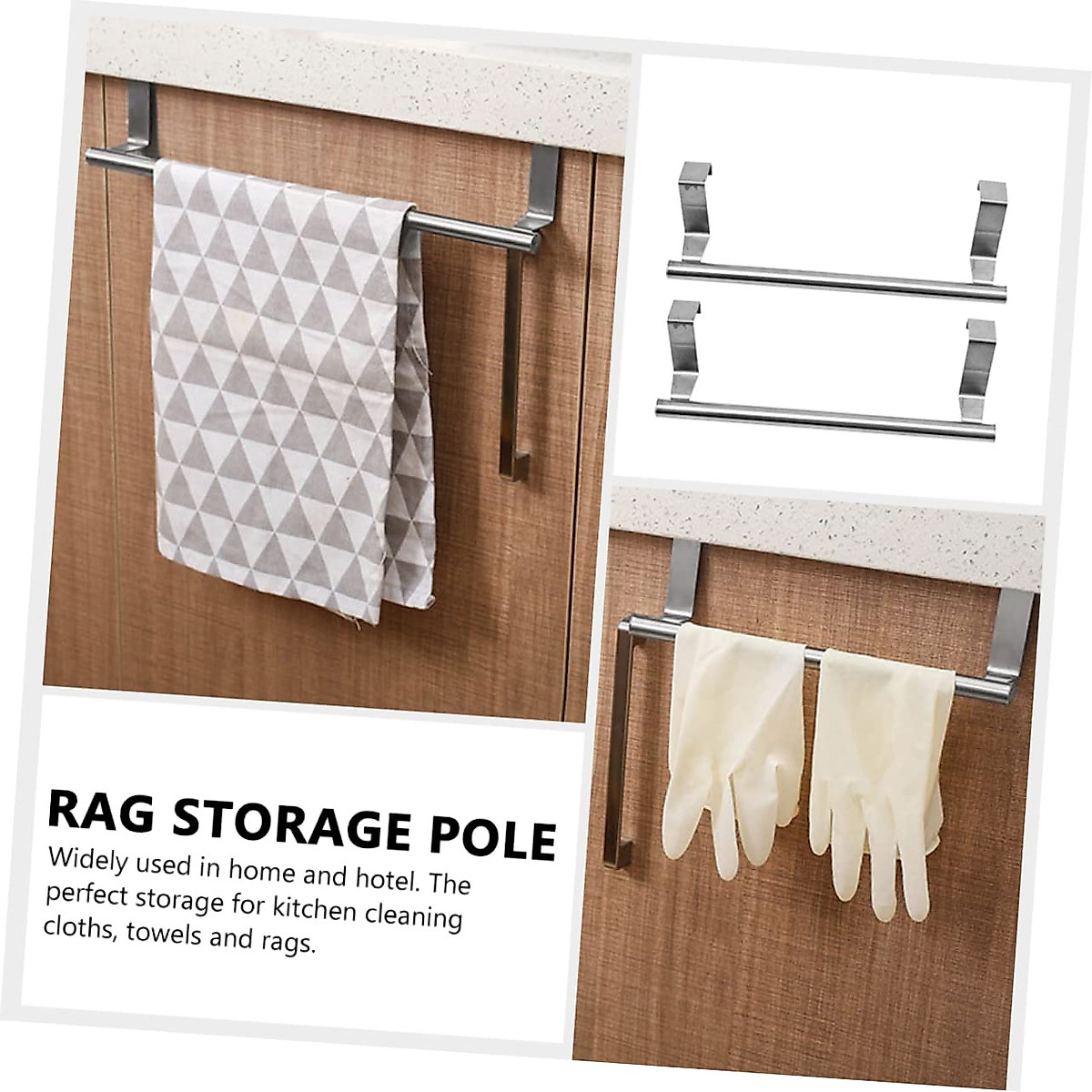 Zerodeko 2pcs Stainless Steel Towel Rack Over Door Towel Bar Over The Door Towel Holder Rattan Lamp Shade Cabinet Door Hanging Pole Cabinet Towel Holder Tea Towel Multifunction