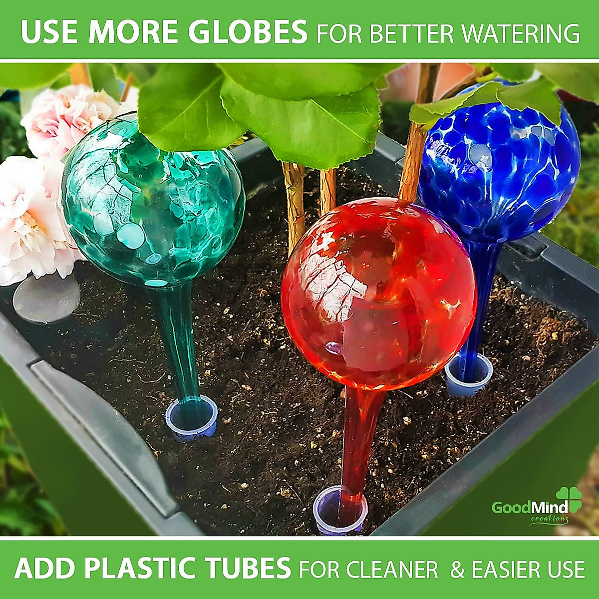 Large Plant Watering Globes, Outdoor Indoor Watering Devices, Aqua Globes, Glass Self Watering Globes, Water Globe, Water Plant Stakes, Spikes, Water Bulbs, Water Balls, Watering Bulb