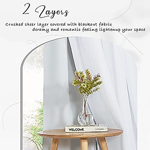 PONY DANCE Double Layer Curtains - White Curtains 84 inches Long with Sheer Overlay Nursery Panels for Bedroom/Living/Dining Room, 52 W by 84 L, Greyish White, 2 Pieces