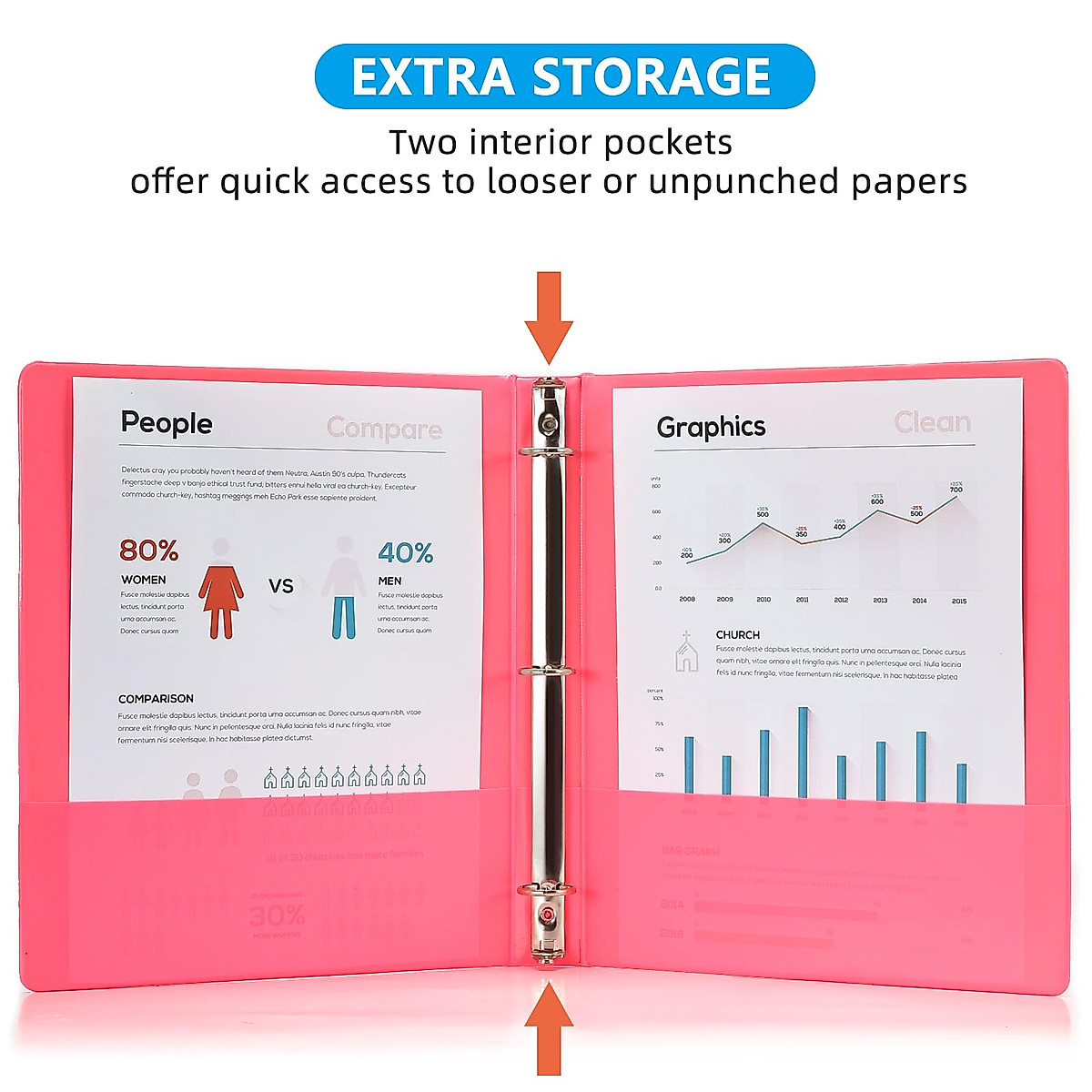 1 Inch 3 Ring Binders,SEEKIND View Binders,Holds Up to 8.5"11" Paper,Customizable Clear Cover,for Home,Office, and School Supply,6 Pack