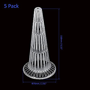 M METERXITY 5 Pack Plant Pot Hole Mesh Pads - Cone Shape Bonsai Flowerpot Drainage Grid Screen Apply to Outdoor/Garden (158x74mm, Clear)