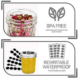 VERONES Mason Jars 6 OZ, 20 PACK 6oz Mason jars Canning Jars Jelly Jars With Lids, Ideal for Jam, Honey, Wedding Favors, Shower Favors, Extra 20 Lids