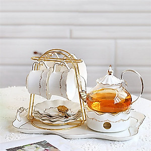 Serving Tray Ceramic European Rectangular Tray Home Service Tray Double Handle Design Tea Set Tray Decorative Tray (Color : 1)