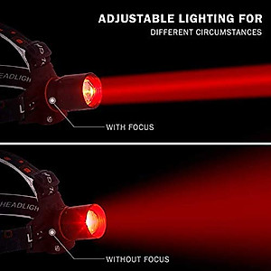PROFORUS Hunting Headlamp Red Light Rechargeable, 1000 Lumens Red LED Head Light Zoomable Red Light Headlamp Waterproof 3 Modes for Coon Hog Coyote Varmint Hunting, Astronomy, Stargazing