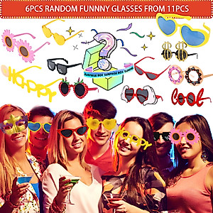 Bulk Opulent Photo Booth Props Set for Adult, Novelty Funny Hats and Glasses, Colorful Wig, Inflatable, Phtot Booth Props Kit for Graduation, Wedding, Birthday, Bachelorette and All Occasions