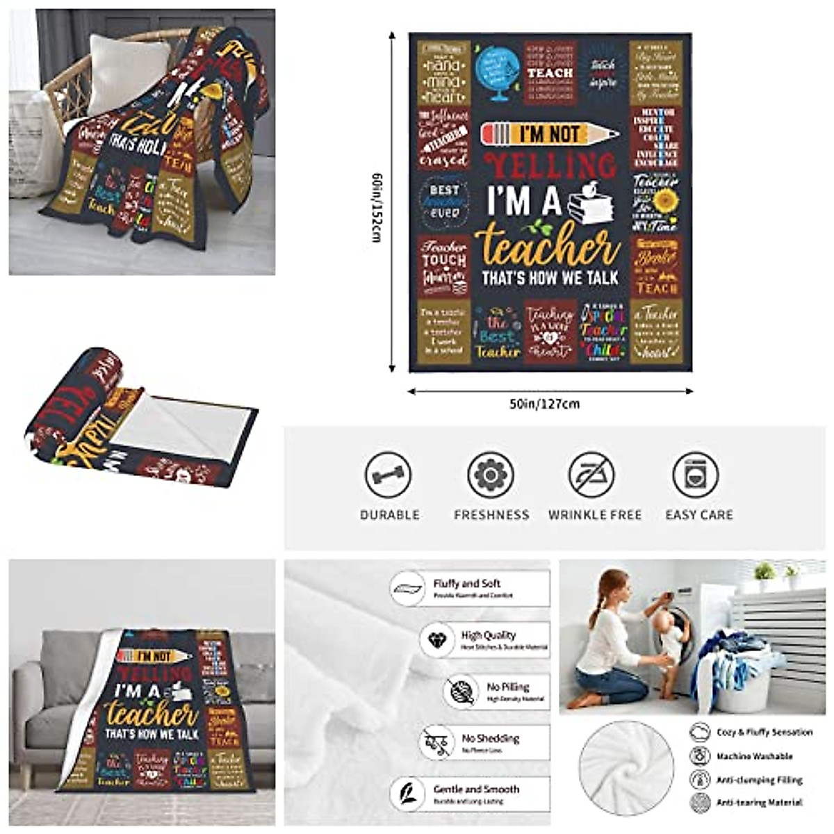 Sqovulw Teacher Appreciation Gifts Best Teacher Gifts for Women Gift for Teacher Gifts from Student Back to School Mothers Day Teachers Day Gifts Teacher Retirement Gifts Blanket 50X60 Inch