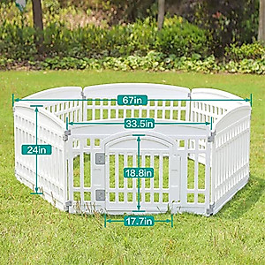 Lakanic 6 Panels Pet Fence Pen with Door Pet Dog Cat Puppy Playpen Small Animal Play Fence Pet Kennel Cage for Rabbits/Guineas/Dogs and Cats