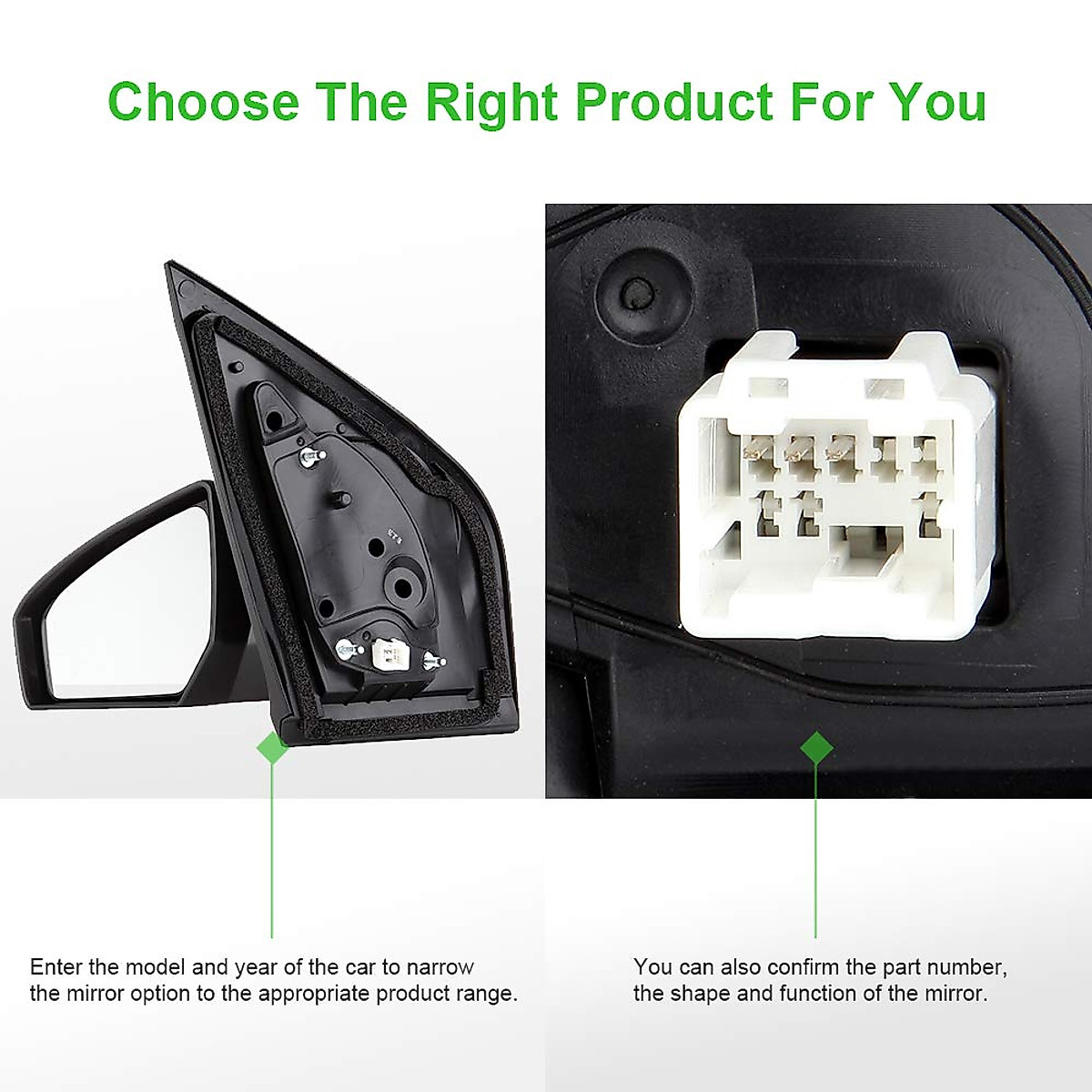 SCITOO Side View Mirror Driver Side Mirror Compatible with 2007 2008 2009 2010 2011 2012 For Nissan Sentra NI1320167 Power Adjustment Non-Folding Non-Heated