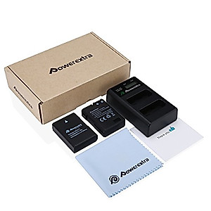 Powerextra 2 x EN-EL14 EN-EL14a Battery & Dual LCD Charger Compatible with Nikon D3100 D3200 D3300 D3400 D3500 D5100 D5200 D5300 D5500 D5600 DF Coolpix P7000 P7100 P7700 P7800 Cameras