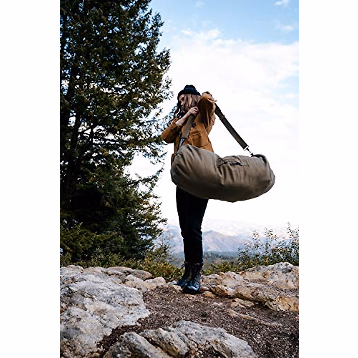 Stansport Zippered Canvas Deluxe Duffel Bag - O.D. Green (1232)