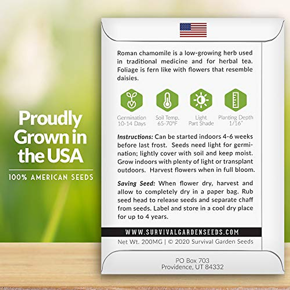 Survival Garden Seeds - Roman Chamomile Seed for Planting - Packet with Instructions to Plant and Grow Calming Medicinal Herbs in Your Home Vegetable Garden - Non-GMO Heirloom Variety