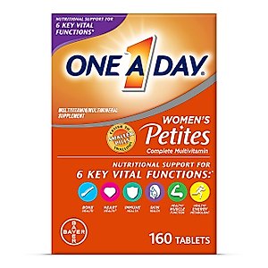 One A Day Women’s Petites Multivitamin,Supplement with Vitamin A, C, D, E and Zinc for Immune Health Support, B Vitamins, Biotin, Folate (as folic acid) & more,Tablet, 160 count