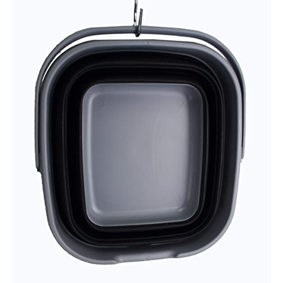 SAMMART 10L (2.6 Gallon) Set of 2 Collapsible Rectangular Handy Basket/Bucket (Bluish-Green + Black, 2)