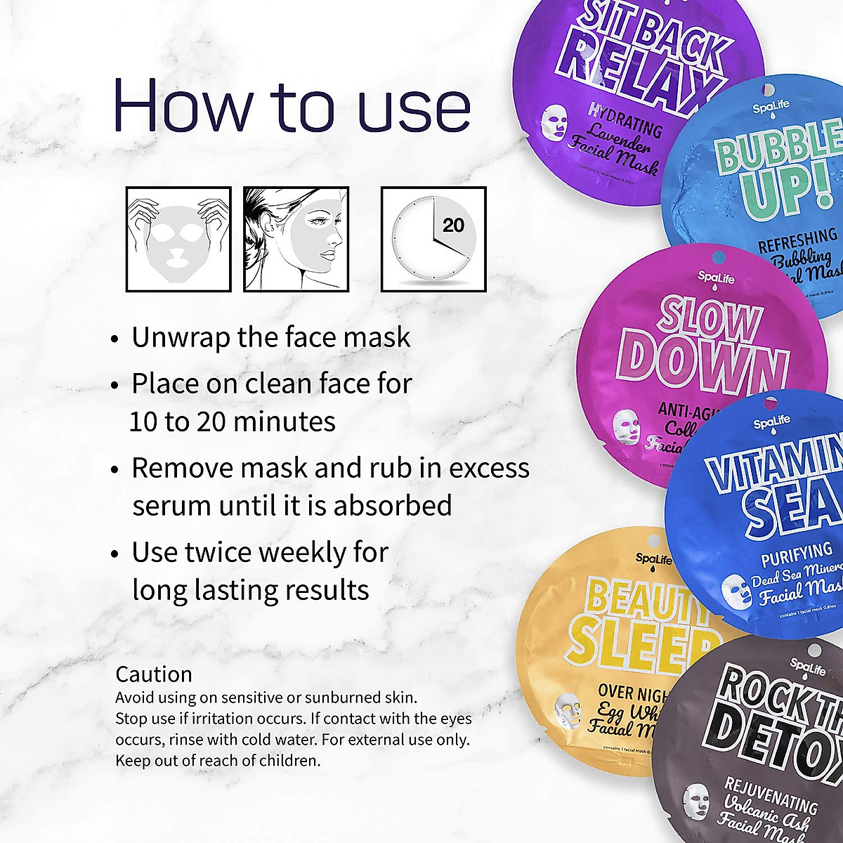 SpaLife Deluxe Infused 12 pack Facial Masks 2 per pack