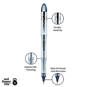 uni-ball Vision Elite BLX Infusion Rollerball Pen Bold Point, 0.8mm, Blue/Black, 4 Pack